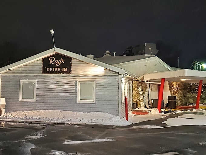 Ray's Drive-In's unassuming exterior hides Kokomo's culinary treasure – where legendary comfort food await inside this humble roadside haven.