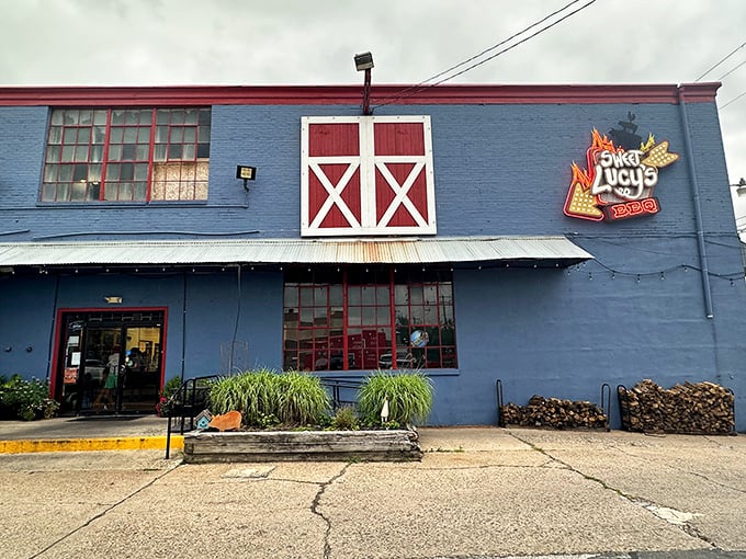 Another angle reveals Sweet Lucy's unpretentious charm – where serious barbecue happens without taking itself too seriously.