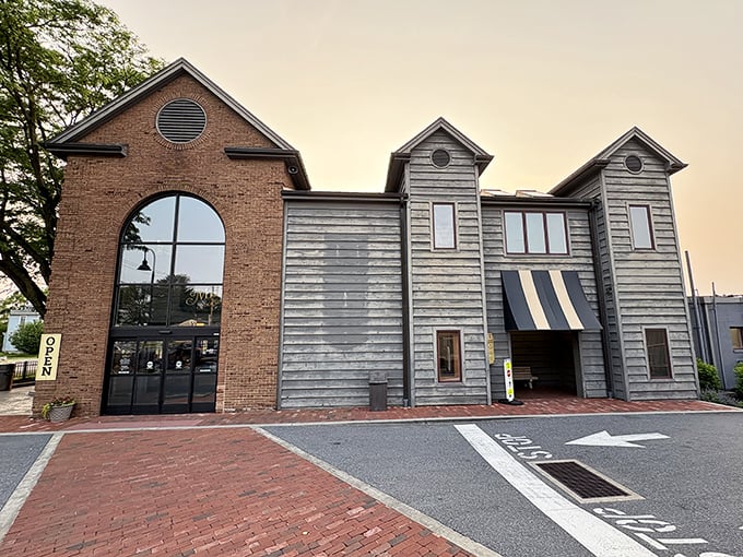 The iconic brick and wood exterior of Miller's Smorgasbord welcomes hungry pilgrims with architectural charm that says, "Loosen your belt, friend—culinary paradise awaits inside."