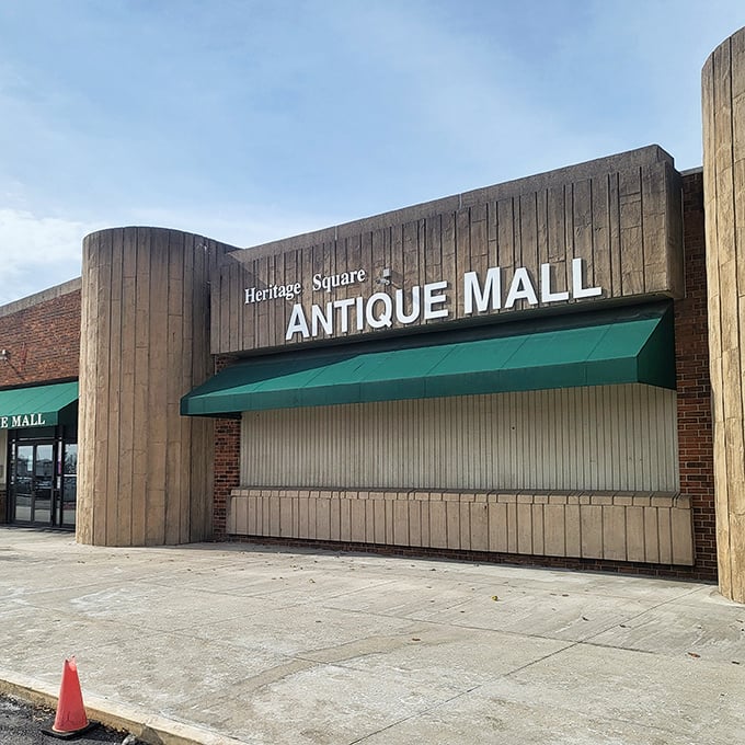 The wooden façade and green awning of Heritage Square Antique Mall gives little hint of the treasure trove waiting inside this Reynoldsburg landmark.