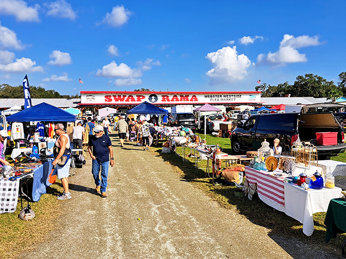 Sunshine, bargains, and endless treasures—Webster’s Swap-O-Rama turns an ordinary Sunday into a treasure hunt under the blue Florida sky.