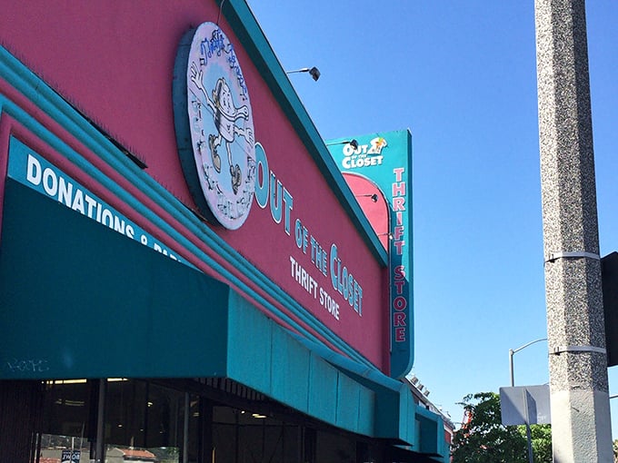 That iconic pink and teal facade isn't just eye-catching—it's practically a beacon for bargain hunters with good taste and big hearts.