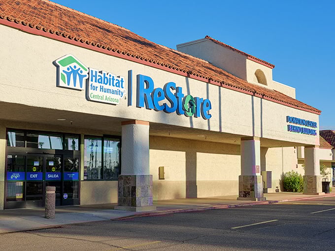 The unassuming exterior of Tempe's ReStore hides a treasure trove within. Like finding a secret passage to bargain heaven, this place transforms home improvement dreams into reality.
