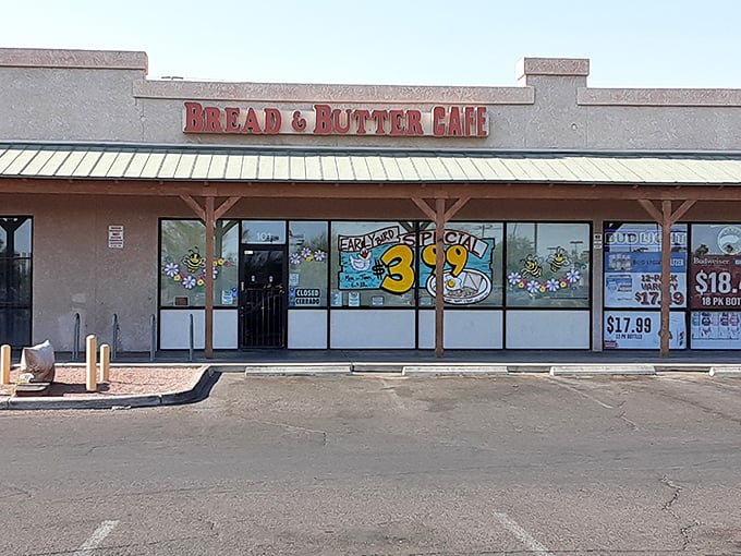 Morning sunshine illuminates this Tucson breakfast haven, where the American flag waves as proudly as locals rave about the food inside.
