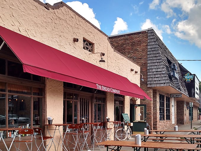 The crimson awning beckons like a culinary lighthouse on Goodwin Avenue, promising European comfort in the heart of Urbana's campus district.