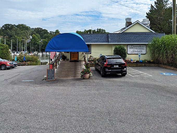 From the parking lot, you can already glimpse the water beyond – nature's appetizer before the main event.