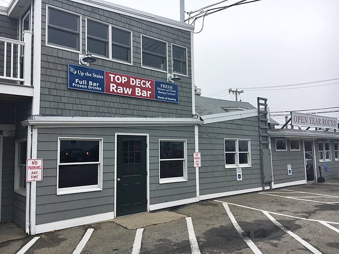 That weathered gray shingle exterior isn't just for show – it's earned its character one perfect seafood meal at a time.