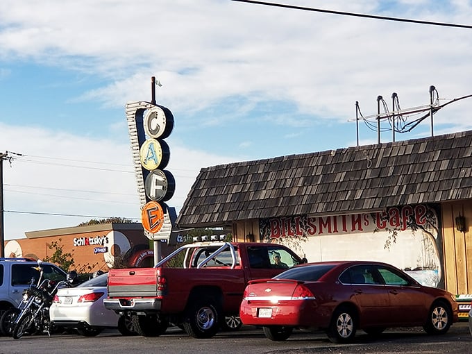 That vintage "CAFE" sign isn't just directing you to breakfast—it's pointing the way to burger paradise in Van Alstyne.