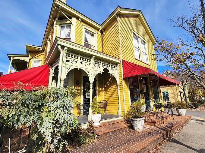 The sunshine-yellow Victorian house of Stella's Kentucky Deli stands proudly in Lexington, its red awnings beckoning like culinary semaphore flags to hungry passersby.