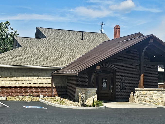 Whitey's exterior blends seamlessly into Richfield's landscape with its stone foundation and pitched roof—architectural proof that good taste extends beyond the menu.