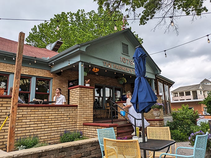 Outdoor seating with a view! The café's welcoming porch offers the perfect spot to sip coffee while contemplating life's big questions—like what to order next.