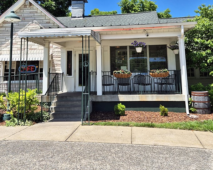 The welcoming porch of Loveless Cafe beckons like an old friend, promising comfort food and Southern hospitality just outside Nashville's busy streets.