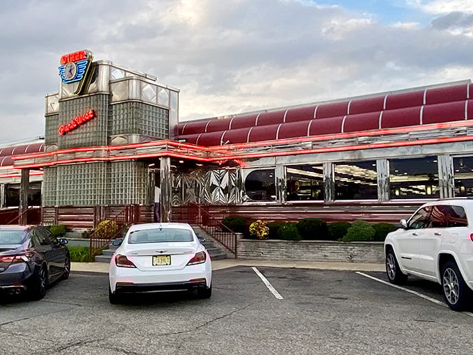 Even from the parking lot, Park West's classic diner silhouette whispers sweet nothings about pancakes and promises of coffee refills to come.
