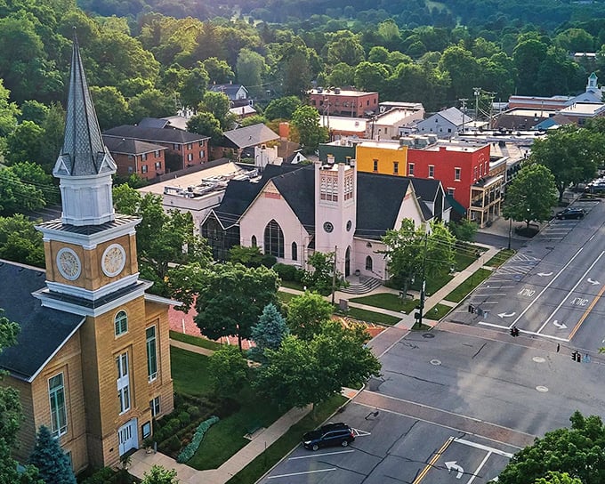 Granville looks like it was pulled straight from a storybook—complete with steeples, cobblestone charm, and a morning glow that whispers, “take it slow.”