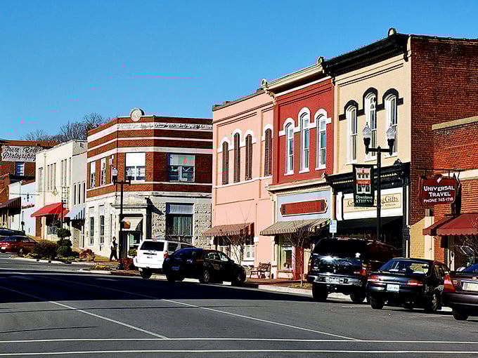 Downtown Athens showcases that perfect small-town America vibe – colorful historic buildings that look like they're posing for a Norman Rockwell painting.