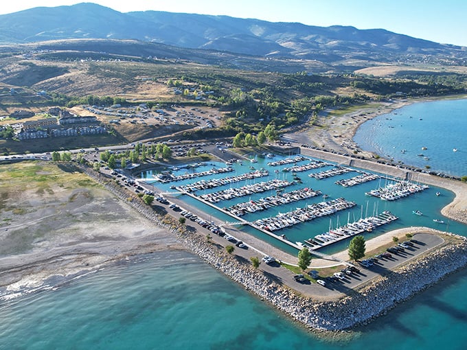 The marina at Bear Lake looks like someone spilled Caribbean waters into Utah's mountains. Nature's color coordination at its finest!
