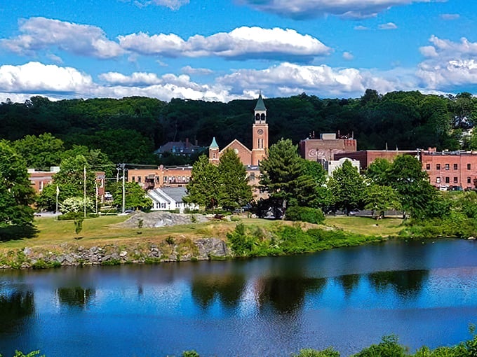 The Quinebaugh River reflects Putnam's charm better than any Chamber of Commerce brochure ever could.