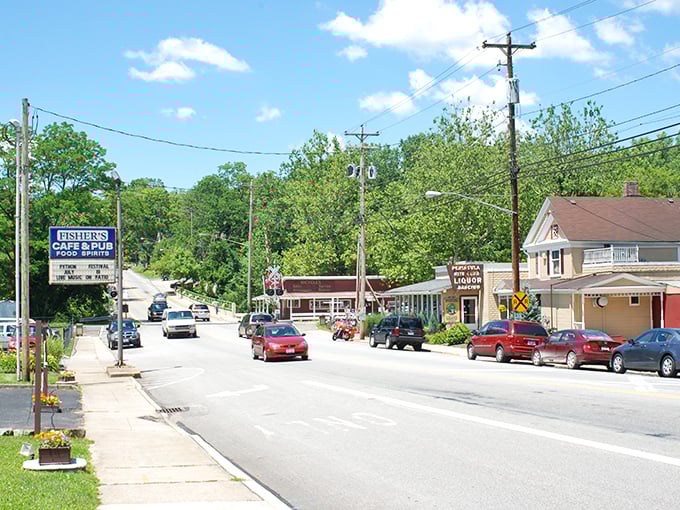 Fisher's Café & Pub beckons hungry travelers with its classic small-town charm – the kind of place where everybody might not know your name yet, but they'll remember it by dessert.