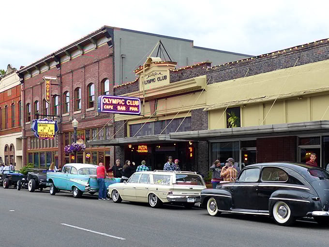Centralia's historic downtown, where classic cars line up like they're auditioning for a period film and the Olympic Club sign promises good times haven't gone out of style.