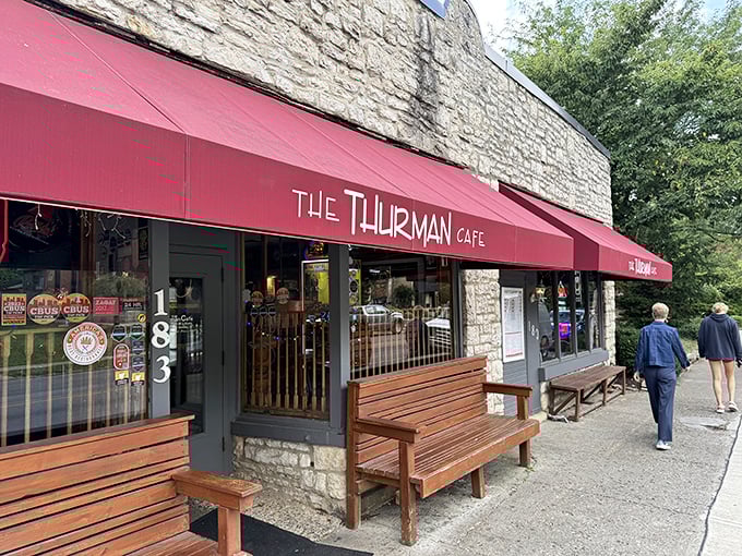 Don’t be fooled by the simple stone exterior—The Thurman Café dishes out one of Ohio’s most iconic burgers.