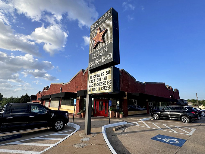 That neon star doesn't lie—this place shines brightest after dark, when the illuminated sign beckons hungry travelers from miles around.