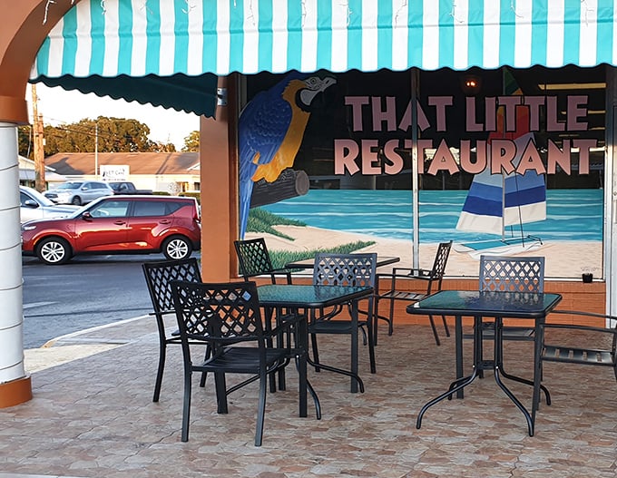The turquoise-striped awning and cheerful parrot mural welcome you like an old friend who happens to make incredible breakfast.