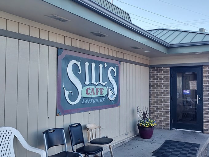 Sill's Café stands proudly against Utah's majestic Wasatch Mountains, like a humble guardian of breakfast traditions that time forgot.