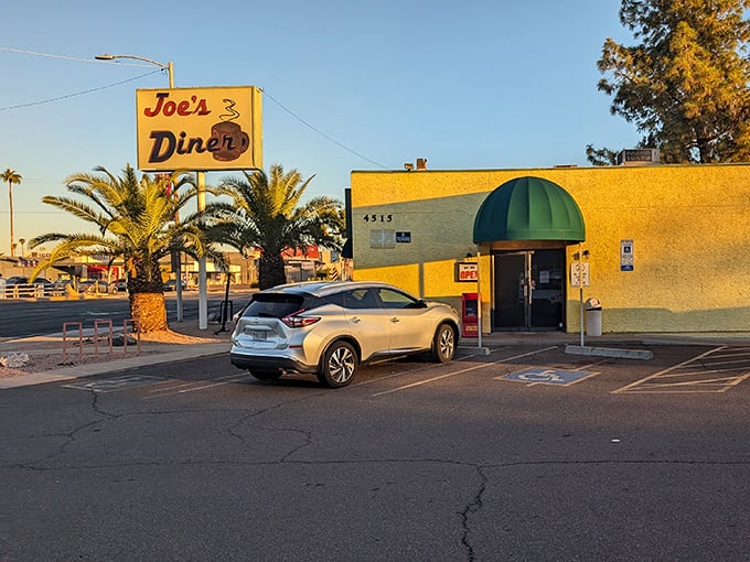 The desert sun catches Joe's vintage sign just right, creating that golden-hour glow that says, "Yes, we've been here forever, and yes, we're worth pulling over for."