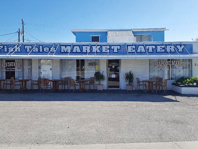 That blue-and-white exterior means business – the kind of business that involves incredibly fresh fish and zero pretension whatsoever.