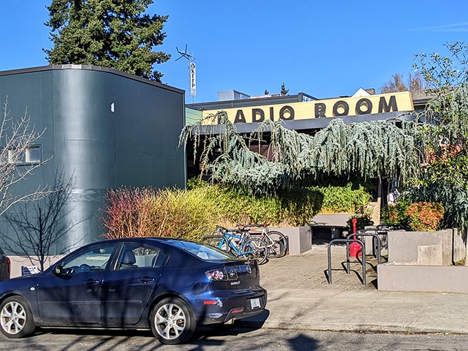 Radio Room's iconic yellow sign announces its presence like a beacon for hungry Portlanders seeking comfort food with an edge.