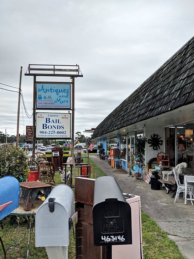 Where bail bonds and vintage treasures coexist – only in Florida would this quirky combination feel like the most natural pairing in the world.