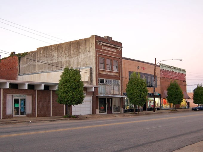 Selma's historic downtown showcases colorful brick buildings that have witnessed generations of Alabama history, standing proud under Southern skies.
