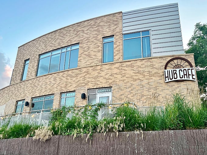 A modern twist on Nebraska architecture houses this culinary gem, where the building's curves are as thoughtful as the menu's local sourcing.