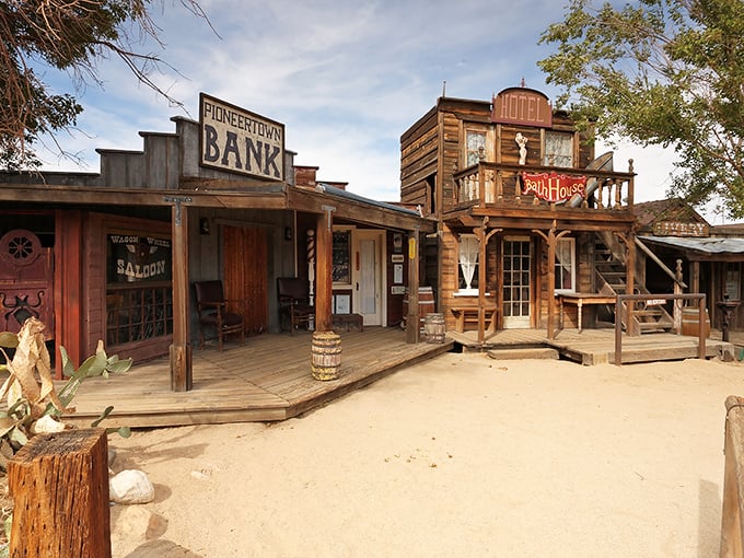 Mane Street's wooden facades aren't just for show—they're the real deal, built for Hollywood westerns but standing the test of time like a good pair of boots.