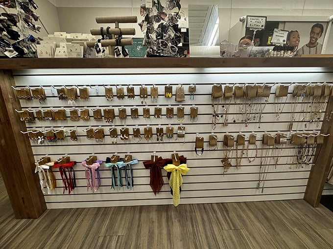 Accessories: the jewelry wall where you'll find the perfect finishing touch for that outfit you just couldn't resist.