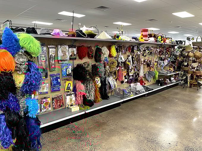 The Halloween aisle looks like a circus exploded in the best possible way—perfect for your next costume party or identity crisis.