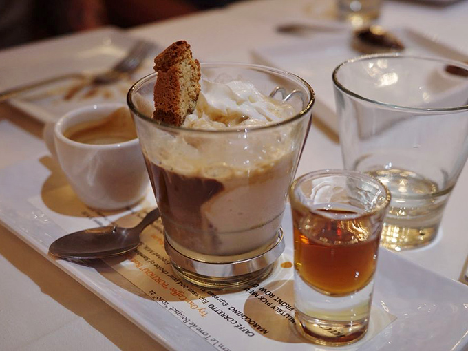 Affogato served with a side of liquid courage. Coffee, ice cream, and spirits—the holy trinity of dessert indulgence.