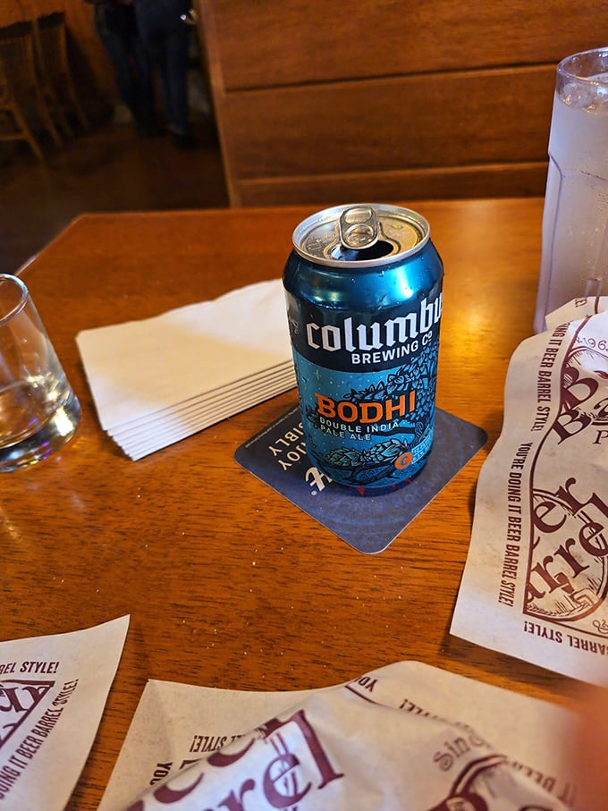 A Columbus Brewing Bodhi IPA – because sometimes the perfect pairing for great food is Ohio's own liquid craftsmanship.