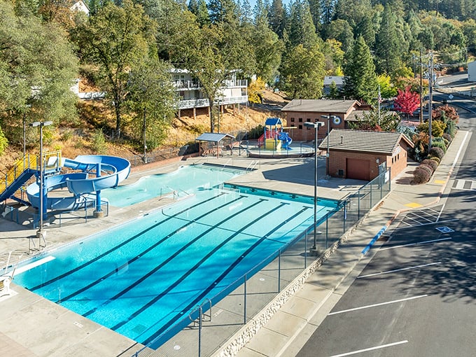 Placerville's public pool complex offers lap lanes and water slides – proving you're never too old for a little splashy fun in the California sunshine.