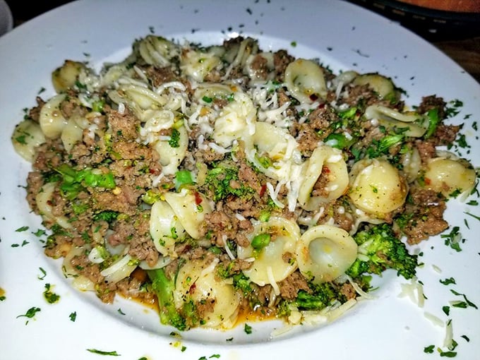 Orecchiette pasta with sausage and broccoli – little "ears" catching every bit of flavor in this rustic Italian countryside classic.