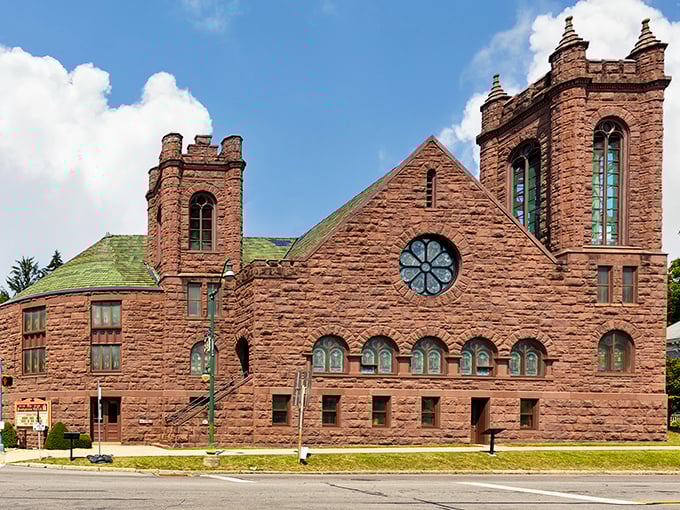 The Presbyterian Church's stunning sandstone facade and stained glass windows offer spiritual solace wrapped in architectural splendor—small-town grandeur at its finest.