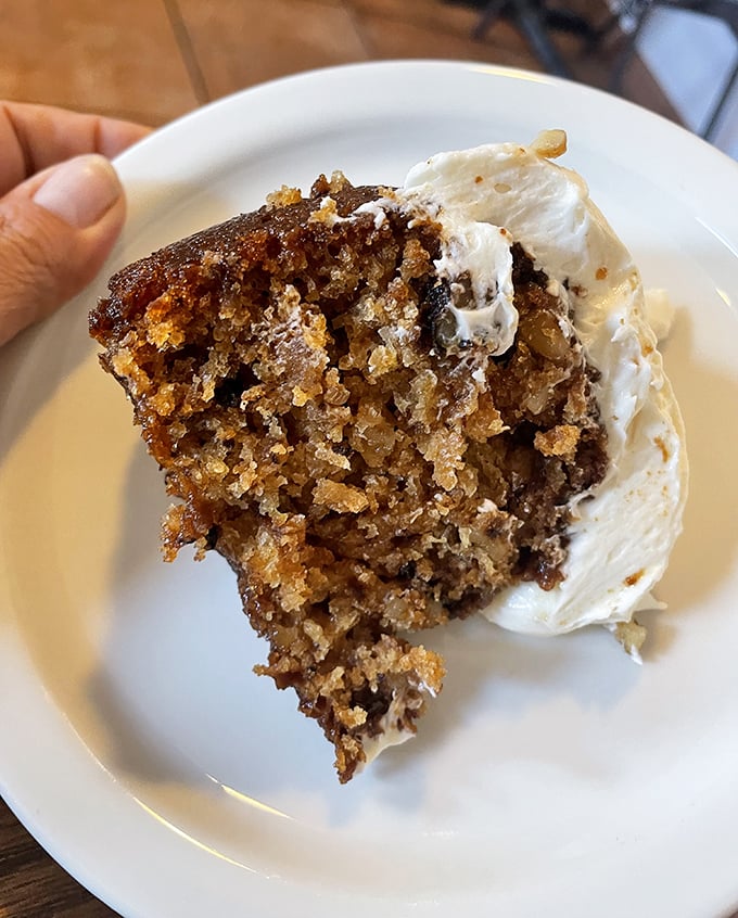 Carrot cake that doesn't need to show off. No towering layers or fancy decorations—just honest-to-goodness homemade goodness with cream cheese frosting.