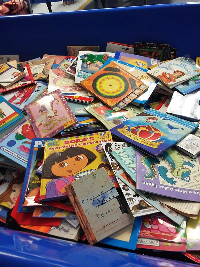 Children's literary classics and colorful adventures pile high—where Dora the Explorer meets Dr. Seuss at prices that make parents smile.