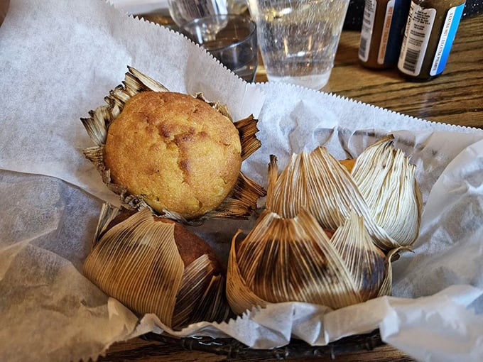 Those corn muffins wrapped in husks are like little presents you get to unwrap and devour immediately.