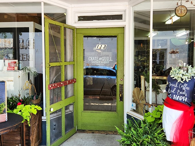 Crate and Quill's lime-green door practically shouts "creativity lives here" – and who are we to argue?
