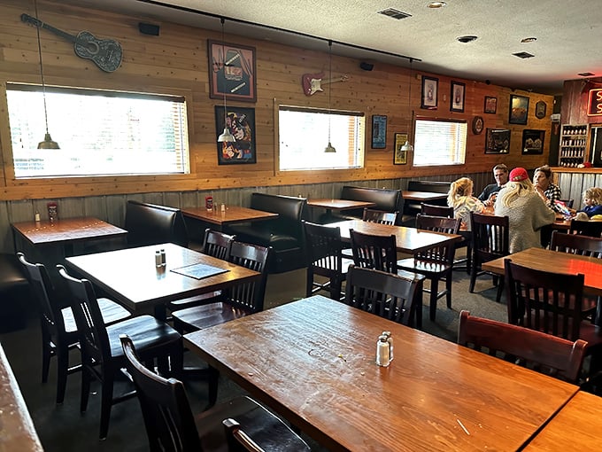 Simple wooden tables await the parade of smoky delights – no white tablecloths needed when the food is this honest.