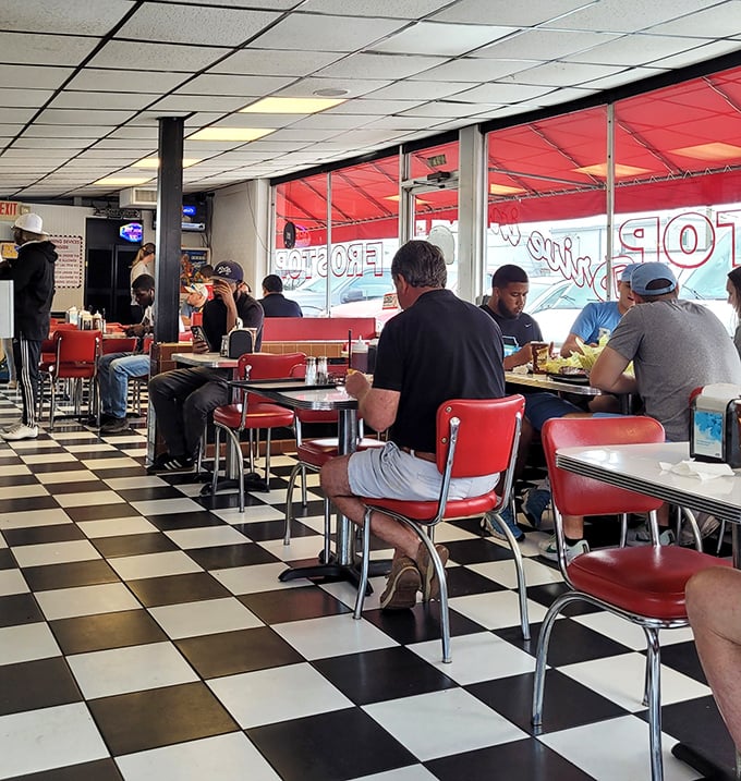 The diner in full swing—where locals and tourists alike discover that sometimes the best meals happen under fluorescent lights.