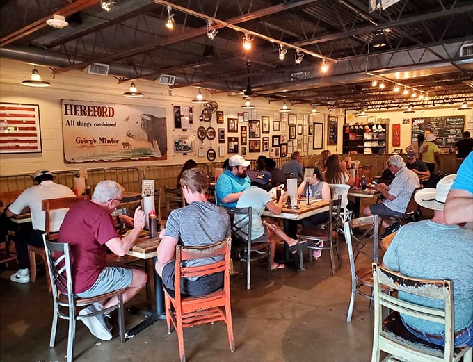 Diners deep in what can only be described as "meat meditation"—that focused silence that falls when truly great BBQ demands full attention.