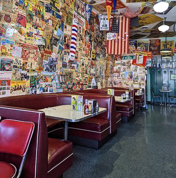 Red vinyl booths with that perfect squeak when you slide in – not because they're trying to be retro, but because they never stopped being classic.