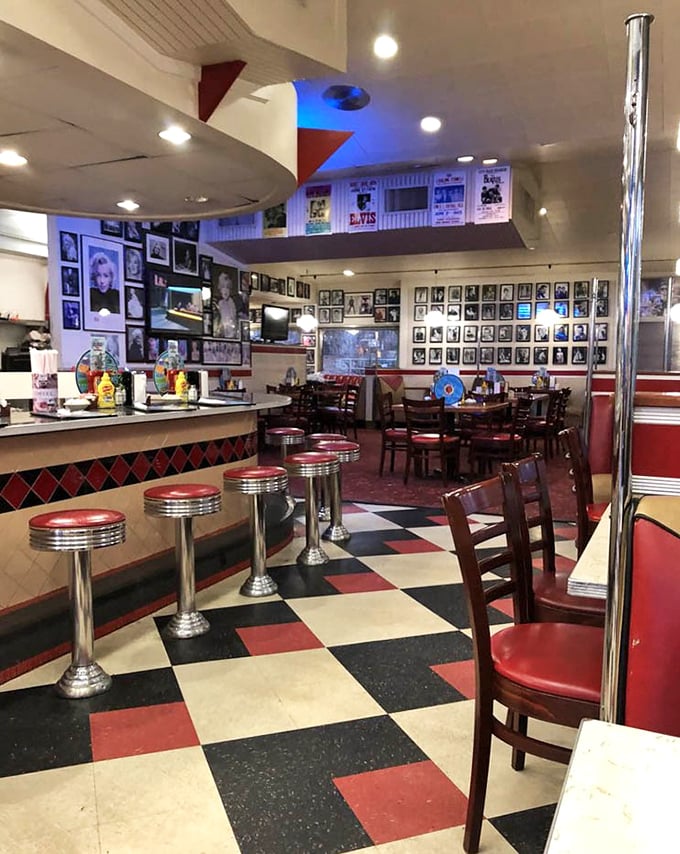 Classic diner counter seating – where solo diners become part of the community and watching short-order cooks work their magic becomes dinner theater.